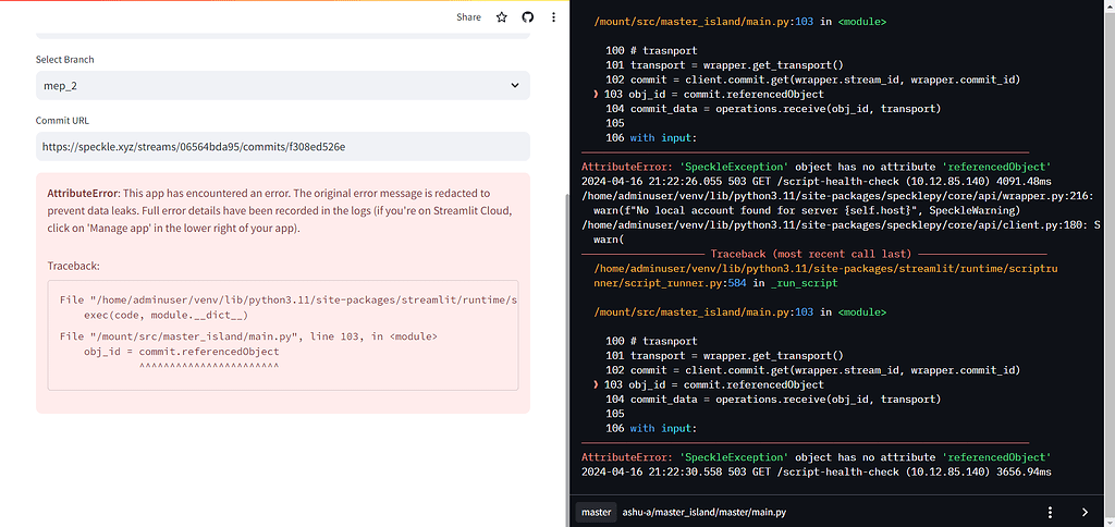 Attributeerror ‘speckleexception Object Has No Attribute ‘referencedobject Help Speckle